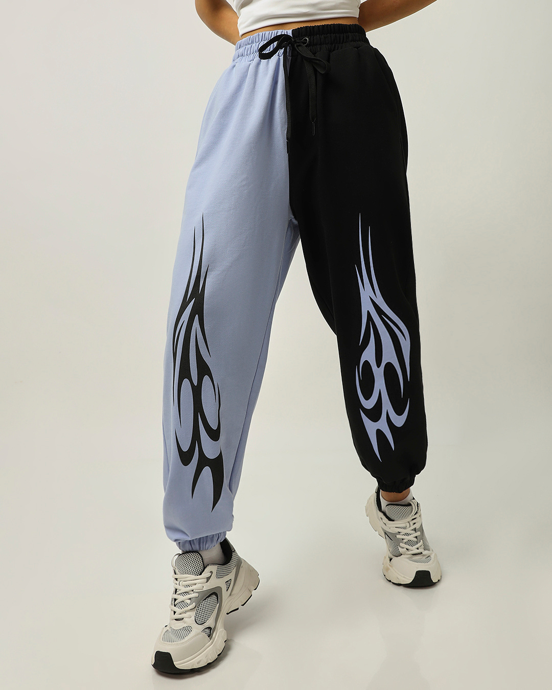Buy Women's Purple & Black Color Block Joggers Online at Bewakoof
