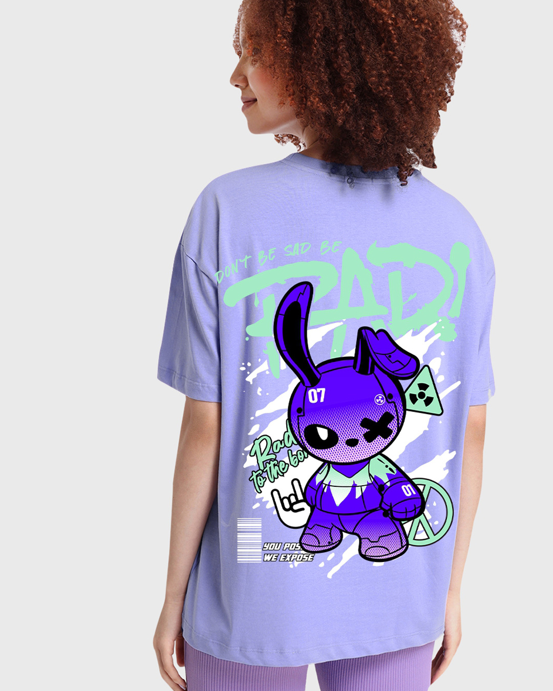 Buy Women's Baby Lavender Be Rad Graphic Printed Oversized T-shirt ...