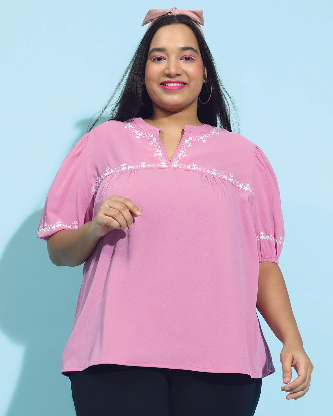 Buy Women's Purple Embroidered Plus Size Top Online at Bewakoof