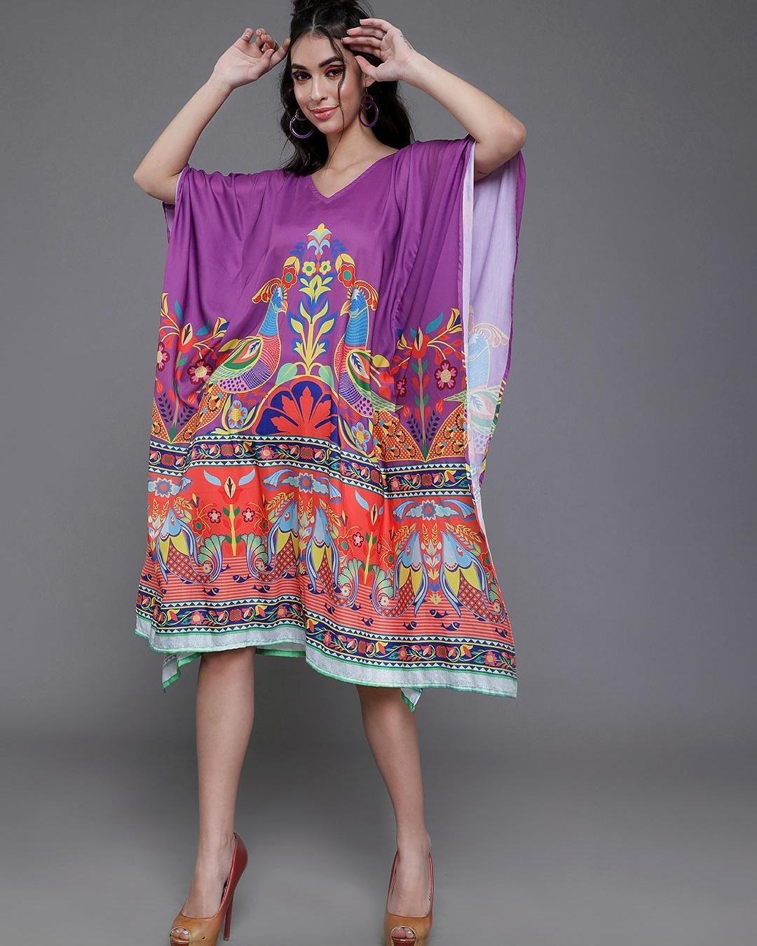 Buy Womens Purple Ethnic Motif Printed Kaftan Kurta Online At Bewakoof
