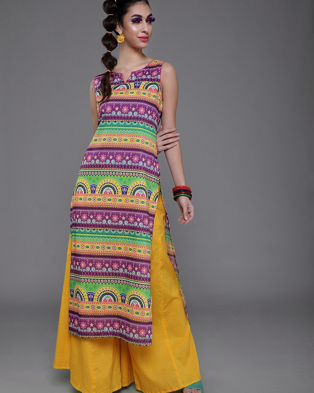Buy Womens Purple Ethnic Motif Printed Kurta For Women Multicolor