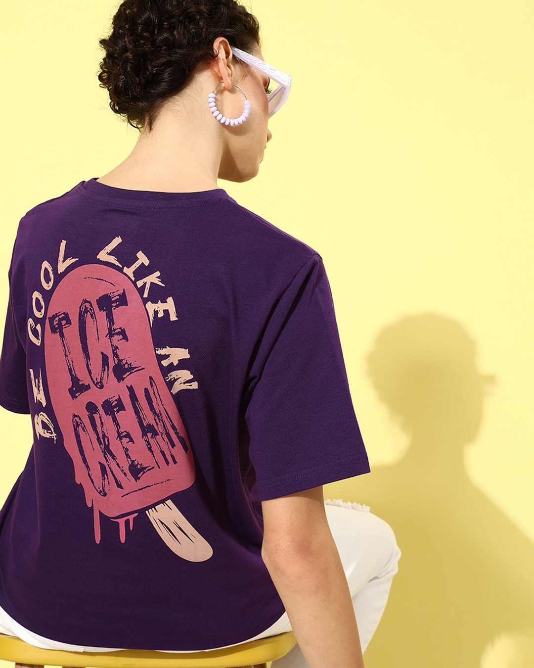 Buy Women's Purple Graphic Printed Oversized T-shirt Online at Bewakoof