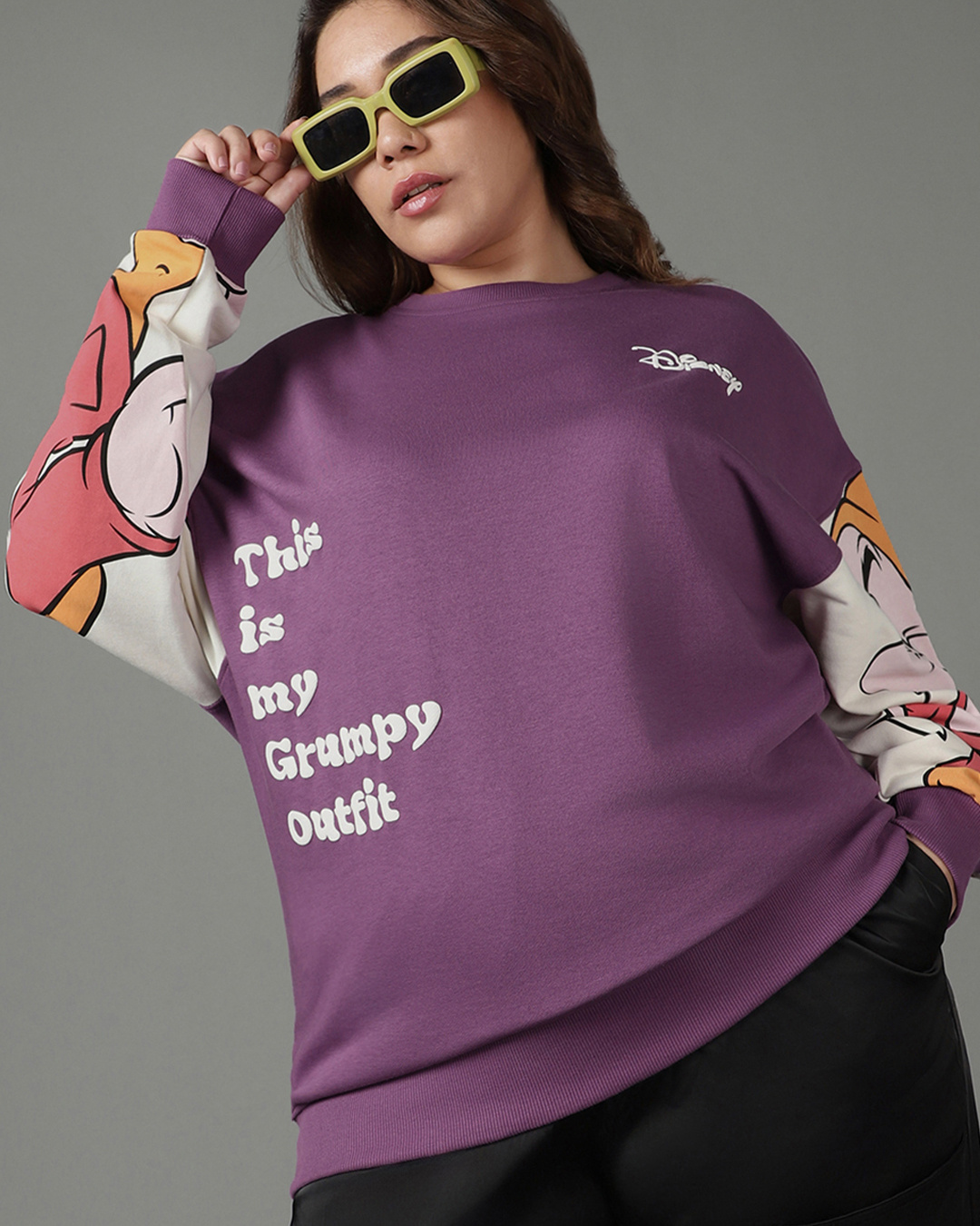 Buy Women's Purple Grumpy Outfit Graphic Printed Oversized Plus Size ...