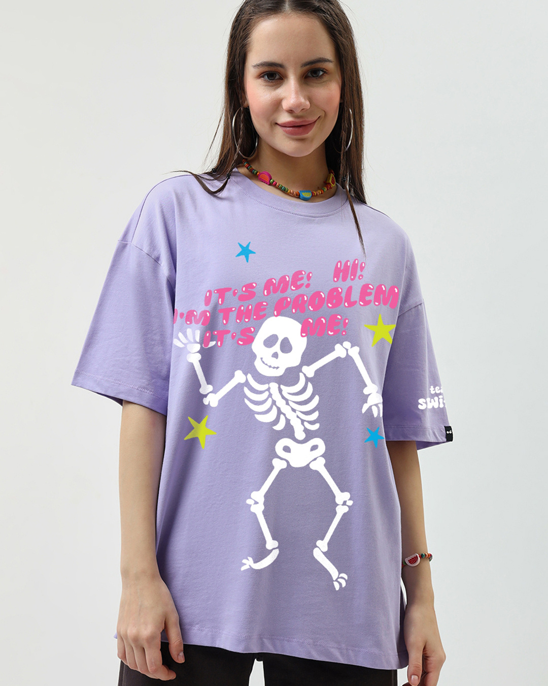 Buy Women's Purple Hi It's Me Graphic Printed Oversized T-shirt Online ...