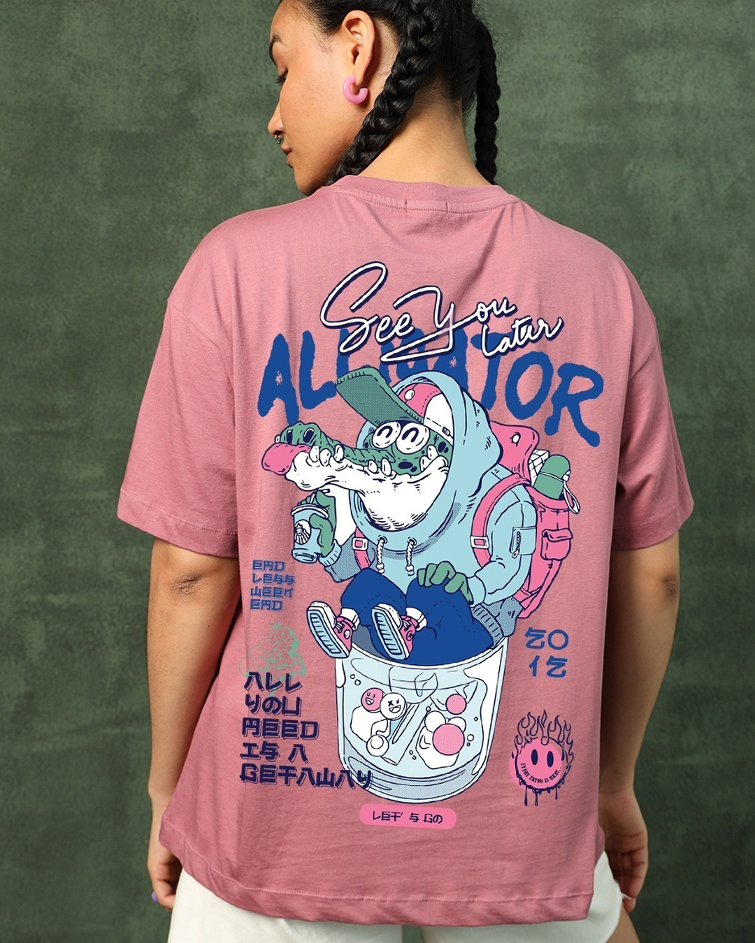 Buy Women's Purple Later Alligator Graphic Printed Oversized T-shirt ...