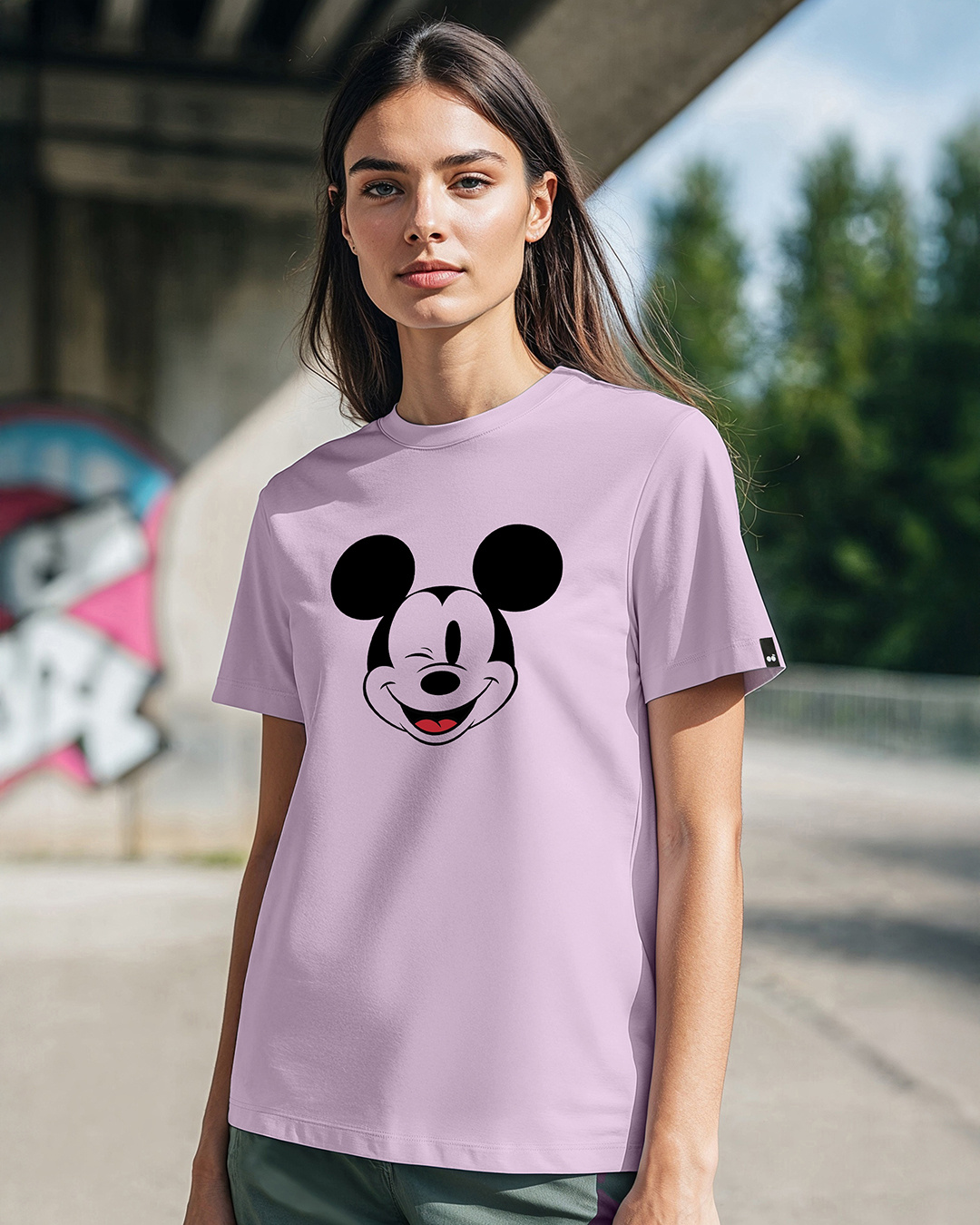 Buy Women's Purple Mickey Wink Graphic Printed T-shirt Online at Bewakoof