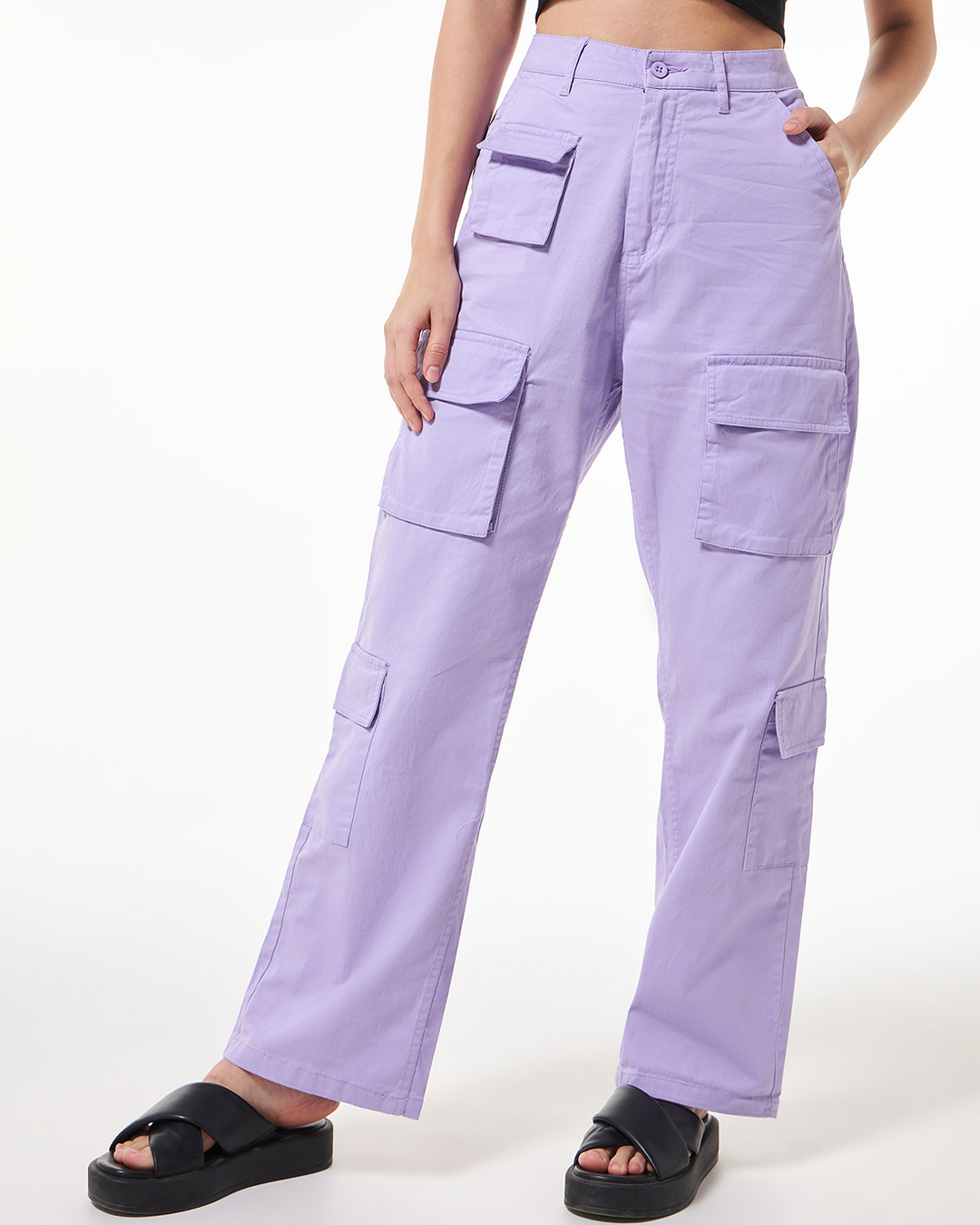 Buy Women's Purple Baggy Oversized Cargo Pants Online at Bewakoof
