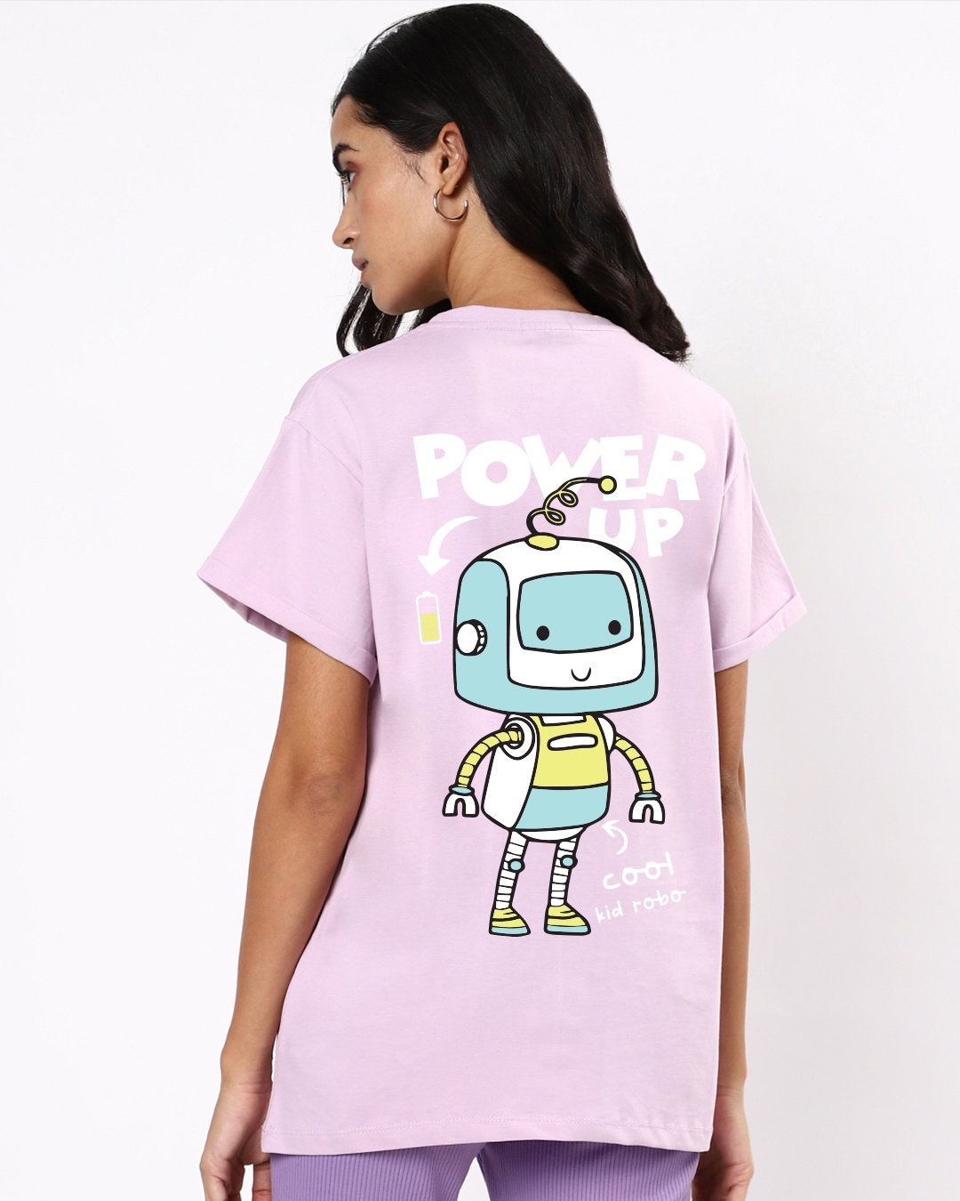 Buy Women's Purple Power Up Graphic Printed Boyfriend T-shirt Online at ...