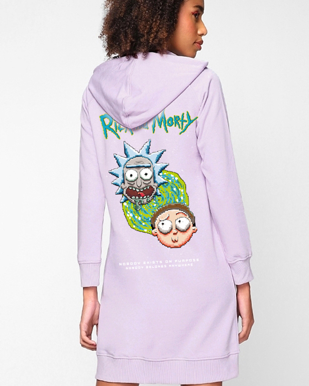 Buy Women's Purple Rick and Morty Graphic Printed Hoodie Dress Online ...