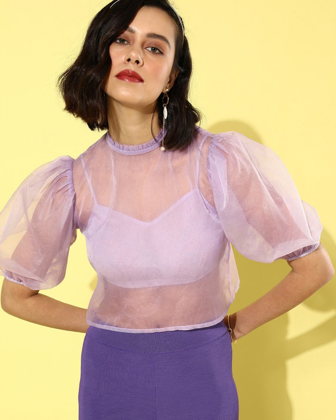 Buy Womens Purple Sheer Crop Top For Women Purple Online At Bewakoof