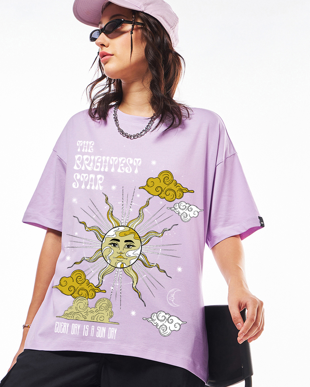 Buy Women's Purple Sunday Graphic Printed Oversized T-shirt Online at ...