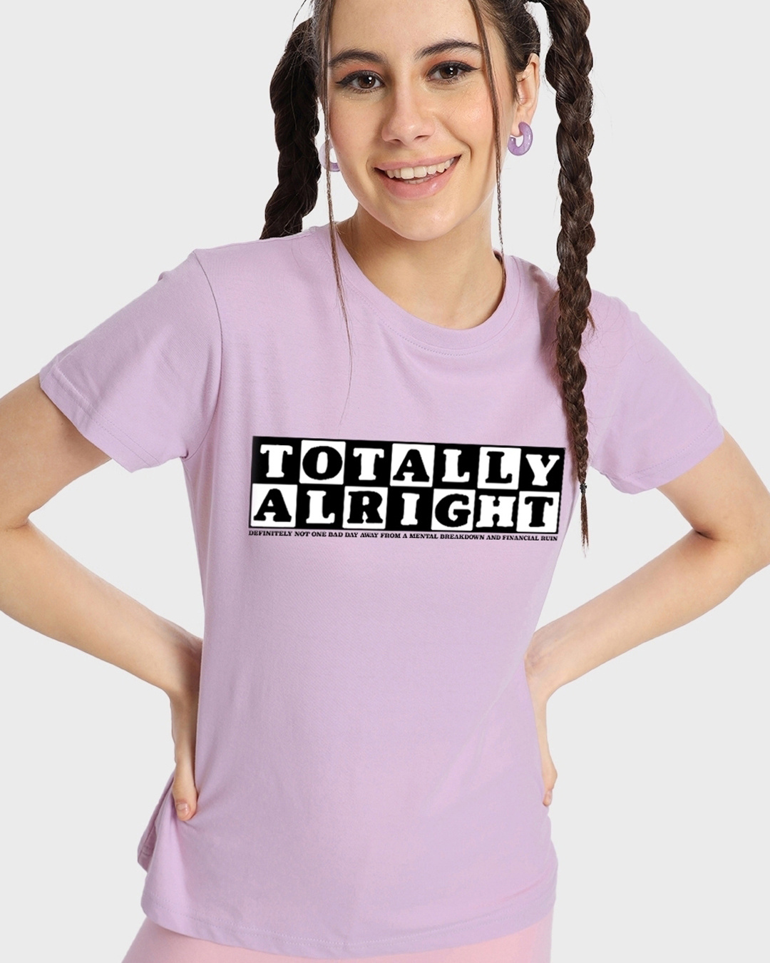 Buy Women's Purple Totally Alright Typography T-Shirt Online at Bewakoof