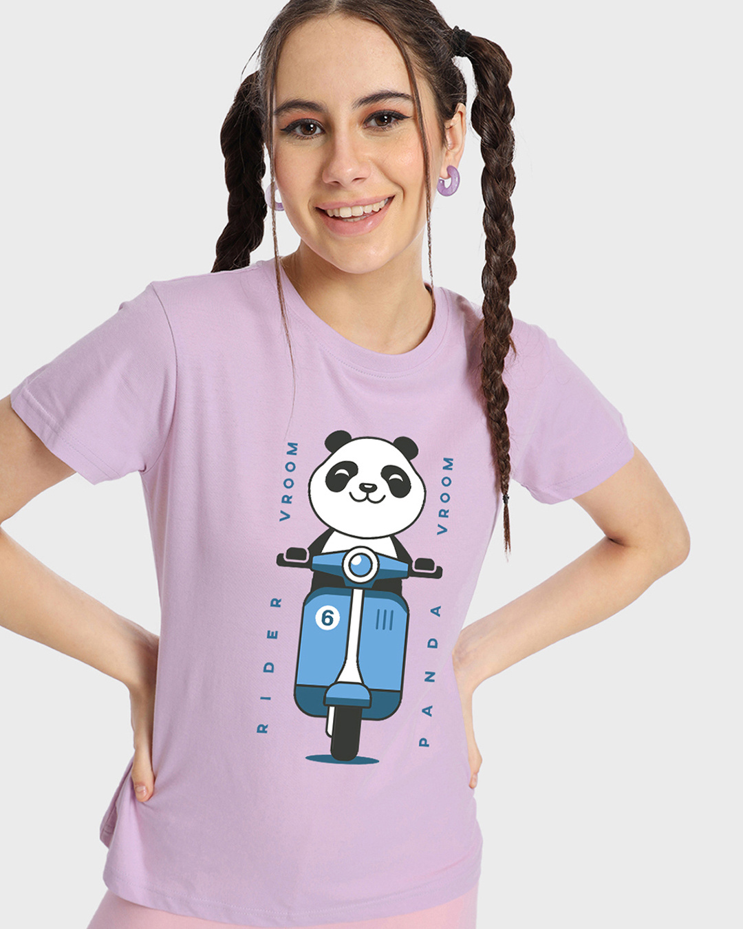 Buy Women's Purple Vroom Panda Graphic Printed T-shirt Online at Bewakoof