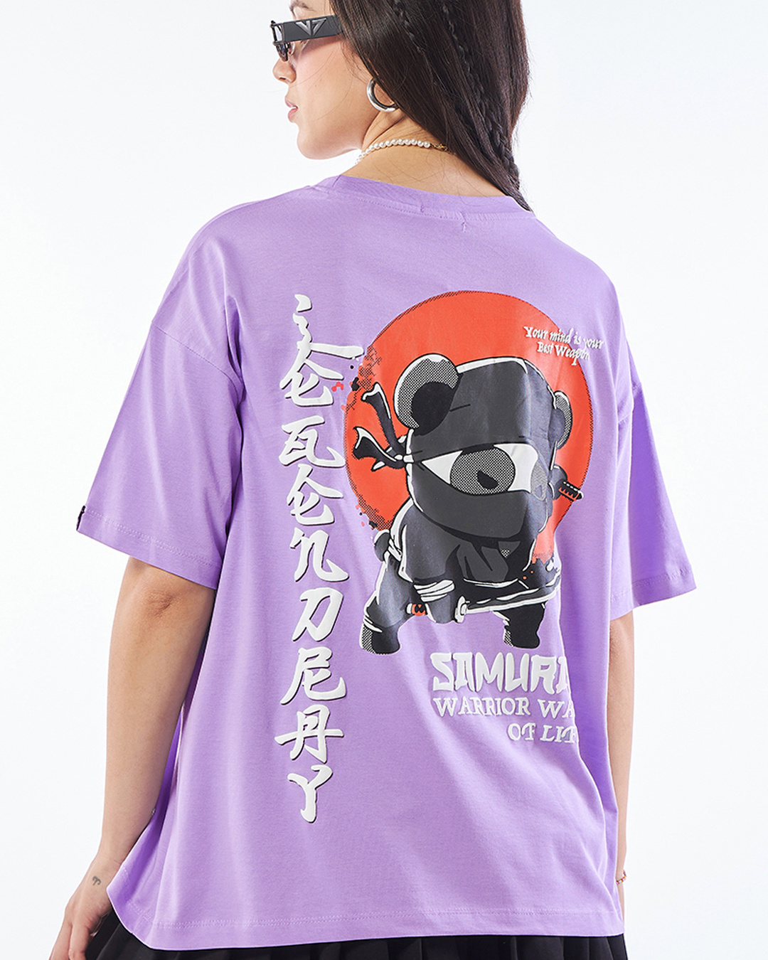 Buy Women's Purple Warrior Way of Life Graphic Printed Oversized T ...