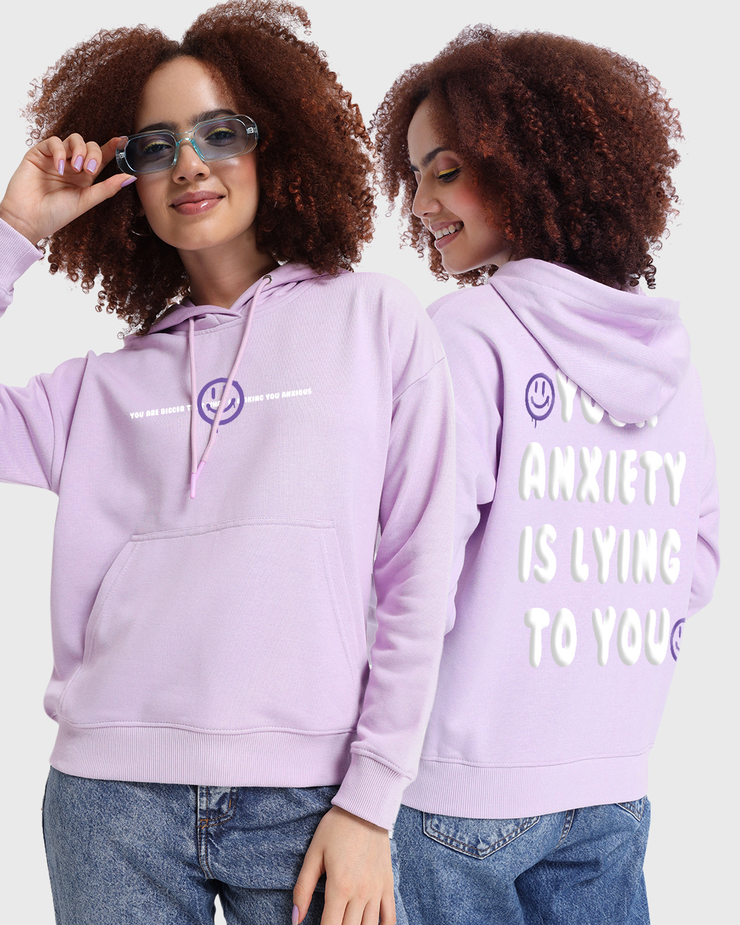 Buy Women's Purple Your Anxiety Is Lying To You Typography Oversized ...