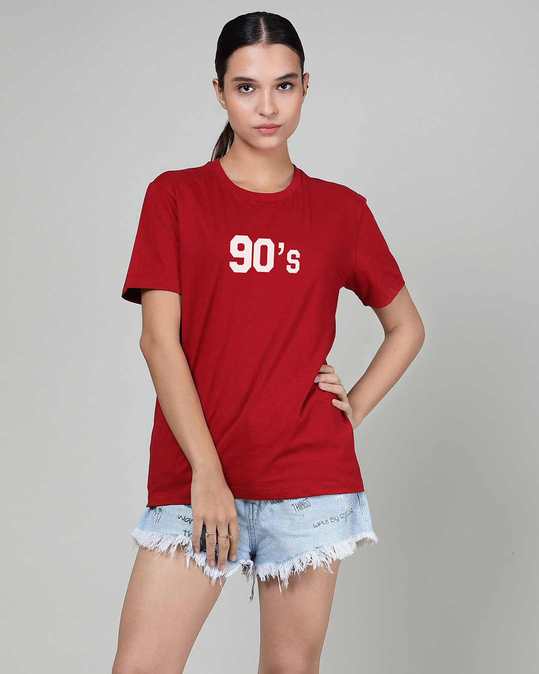 Buy Women's Red 90's Typography T-shirt Online at Bewakoof