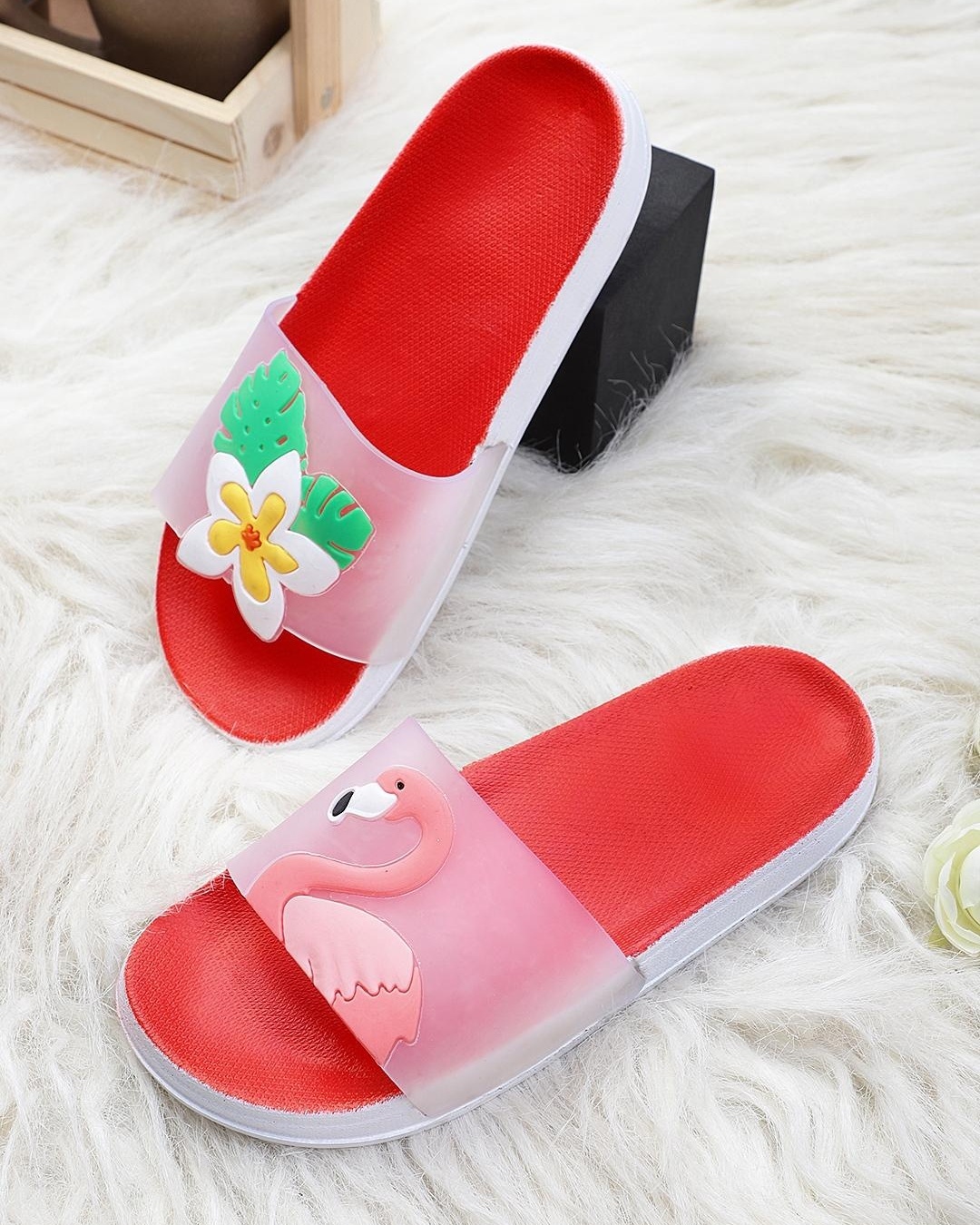Buy Women's Red Bird Sliders Online in India at Bewakoof