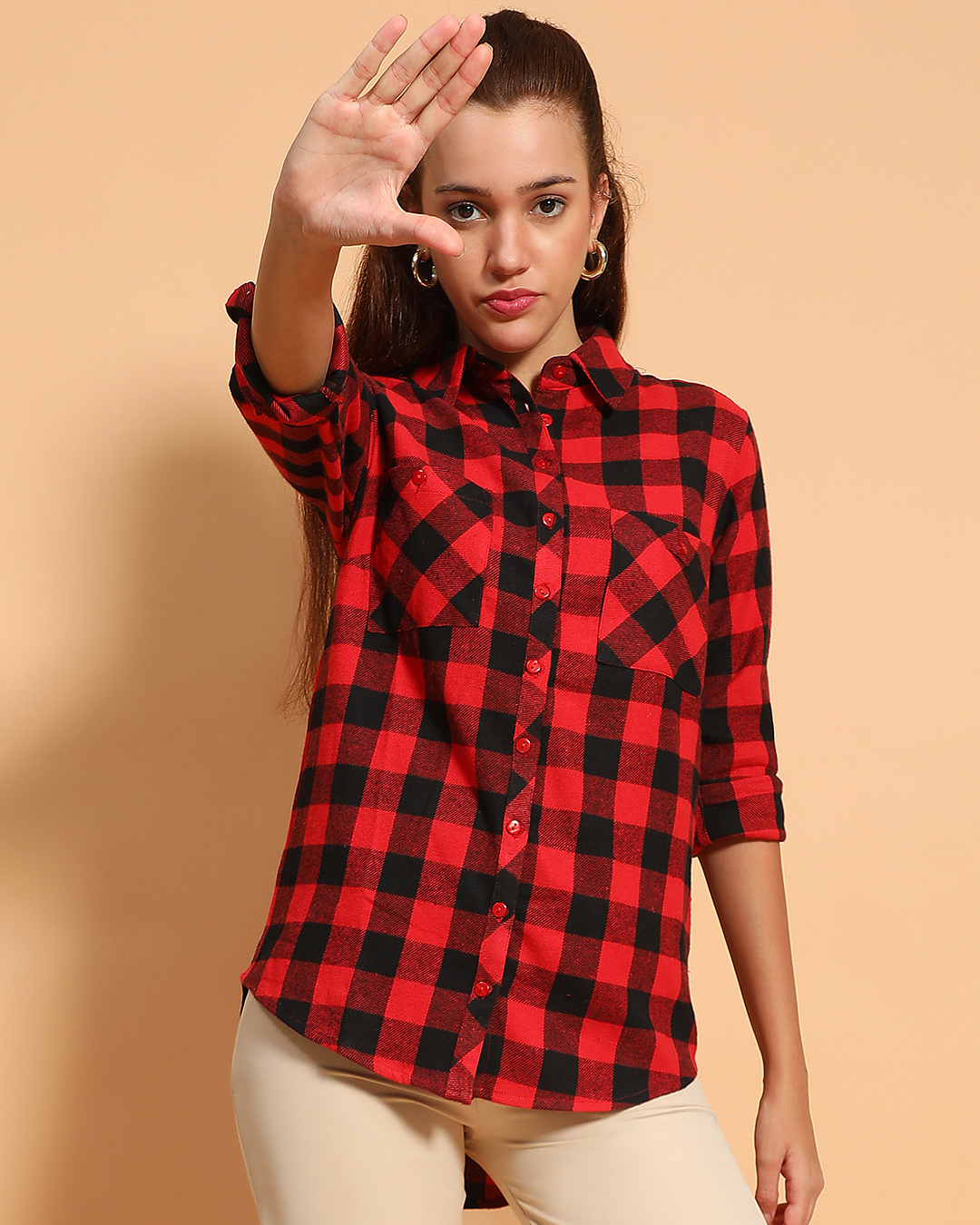 Buy Women's Red & Black Checked Shirt Online at Bewakoof