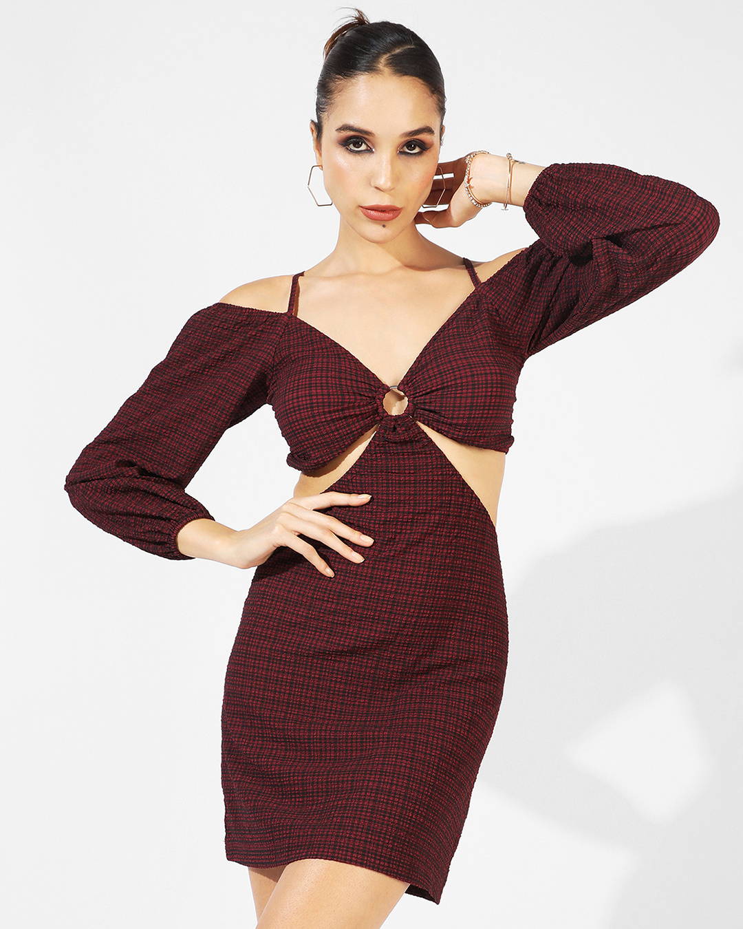 Buy Women's Red Checked Mini Dress Online at Bewakoof