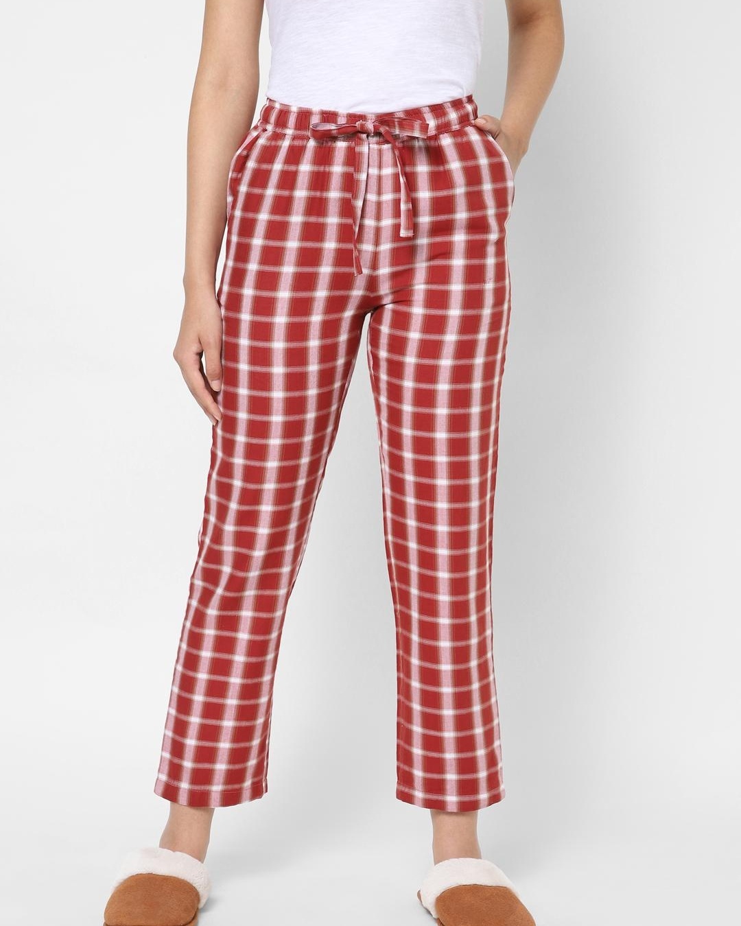 Buy Women's Red Checked Pyjamas Online in India at Bewakoof