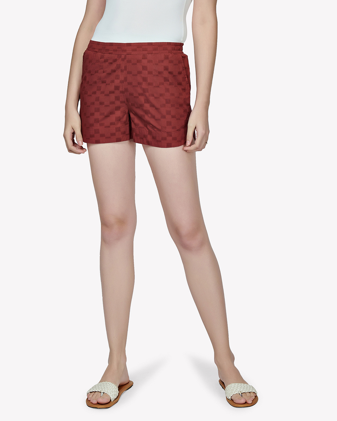 Buy Women's Red Checked Shorts Online at Bewakoof