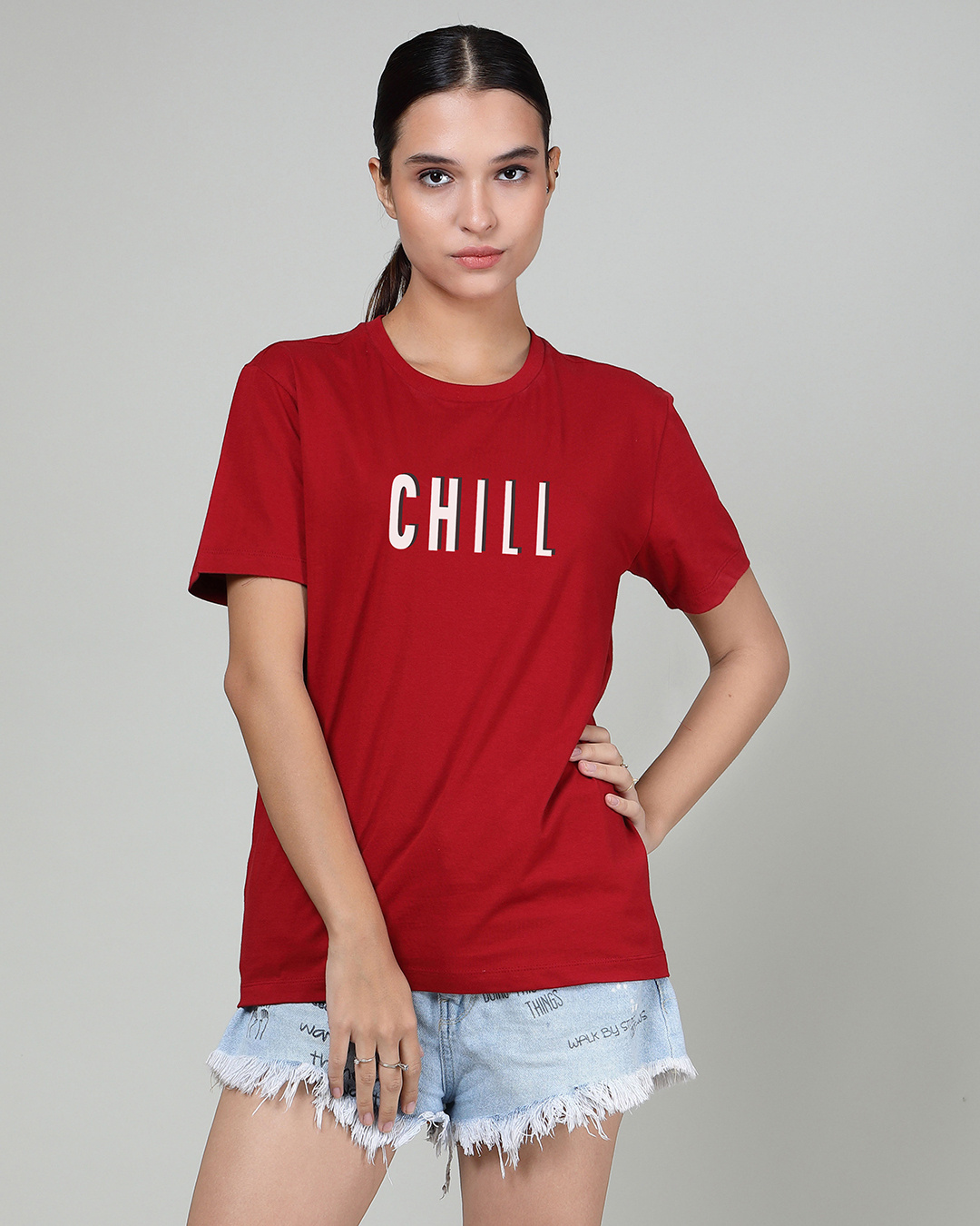 Buy Women's Red Chill Typography T-shirt Online at Bewakoof