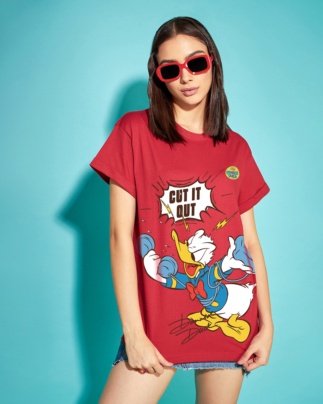 Buy Women's Red Cut It Out Graphic Printed Boyfriend T-shirt Online at ...