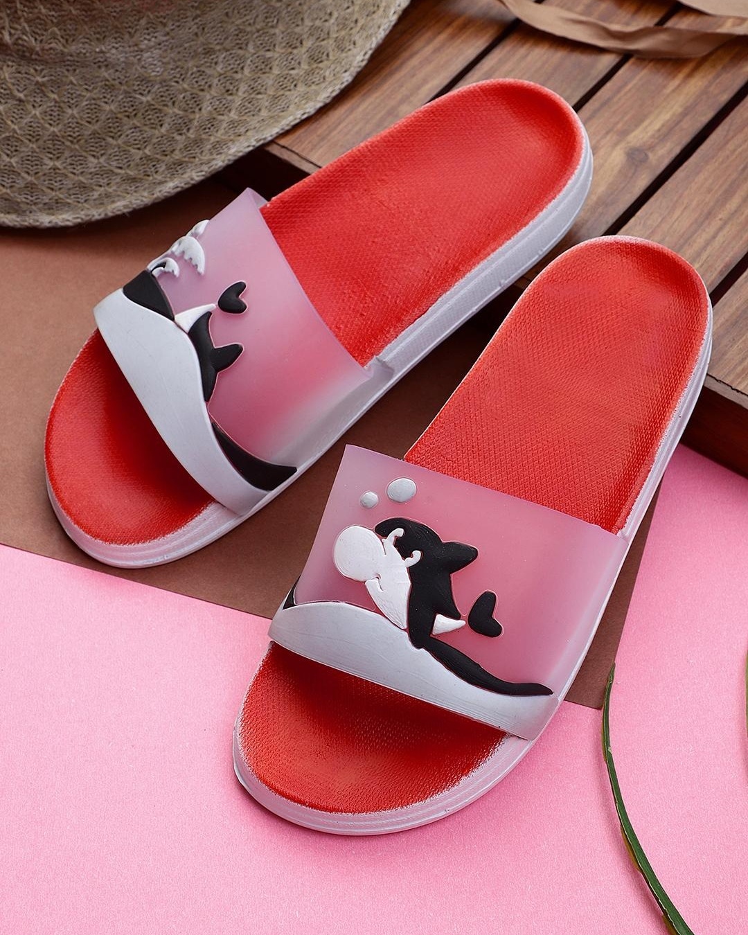 Buy Women's Red Dolphin Sliders Online in India at Bewakoof