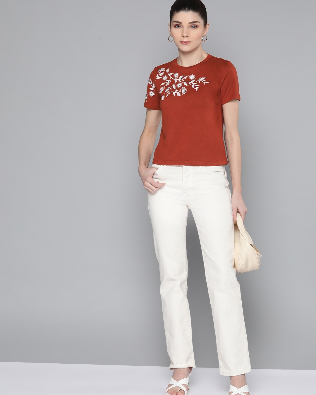 Buy Women's Red Floral Embroidered Top Online at Bewakoof