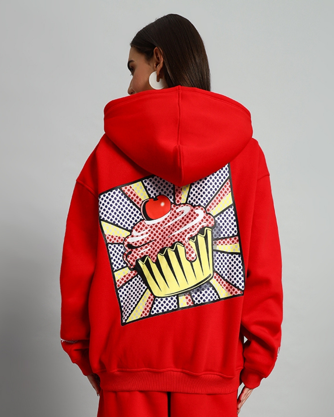 Buy Women's Red Graphic Printed Oversized Hoodies Online at Bewakoof