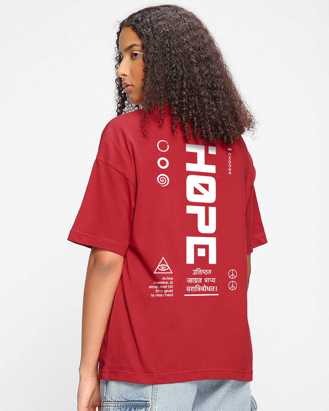 Buy Women's Red Hope Street Graphic Printed Oversized T-shirt Online at ...
