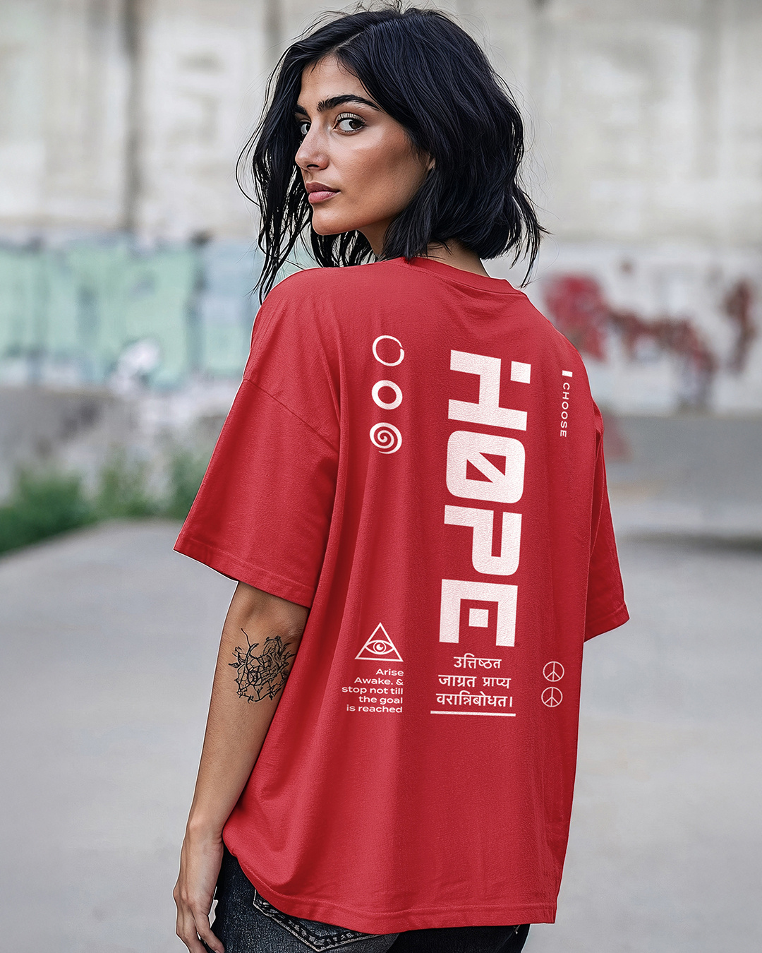 Buy Women's Red Hope Street Graphic Printed Oversized T-shirt Online at ...