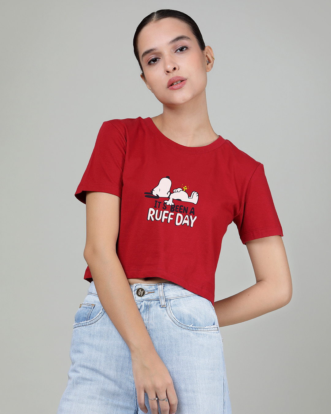 Buy Women's Red It's Been a Ruff Day Graphic Printed Short Top Online ...