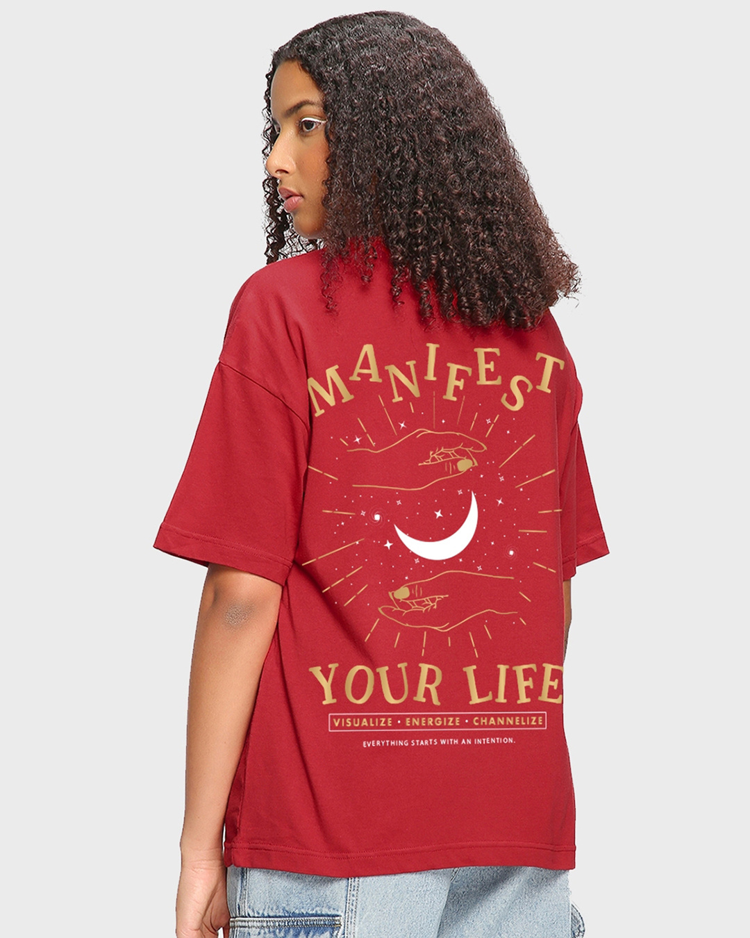 Buy Women's Red Manifest Your Life Graphic Printed Oversized T-shirt ...
