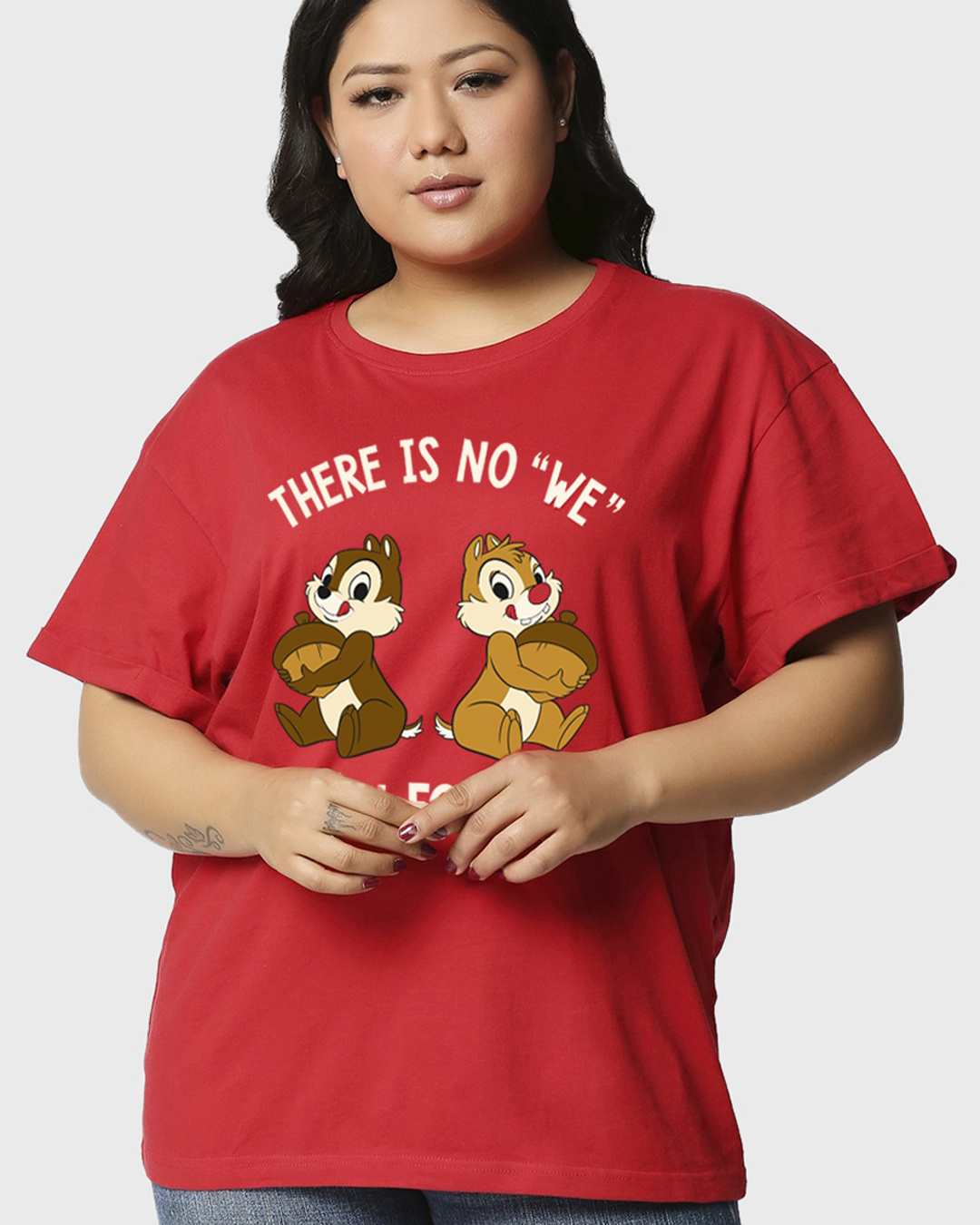 Buy Women's Red No We In Food Graphic Printed Plus Size Boyfriend T ...