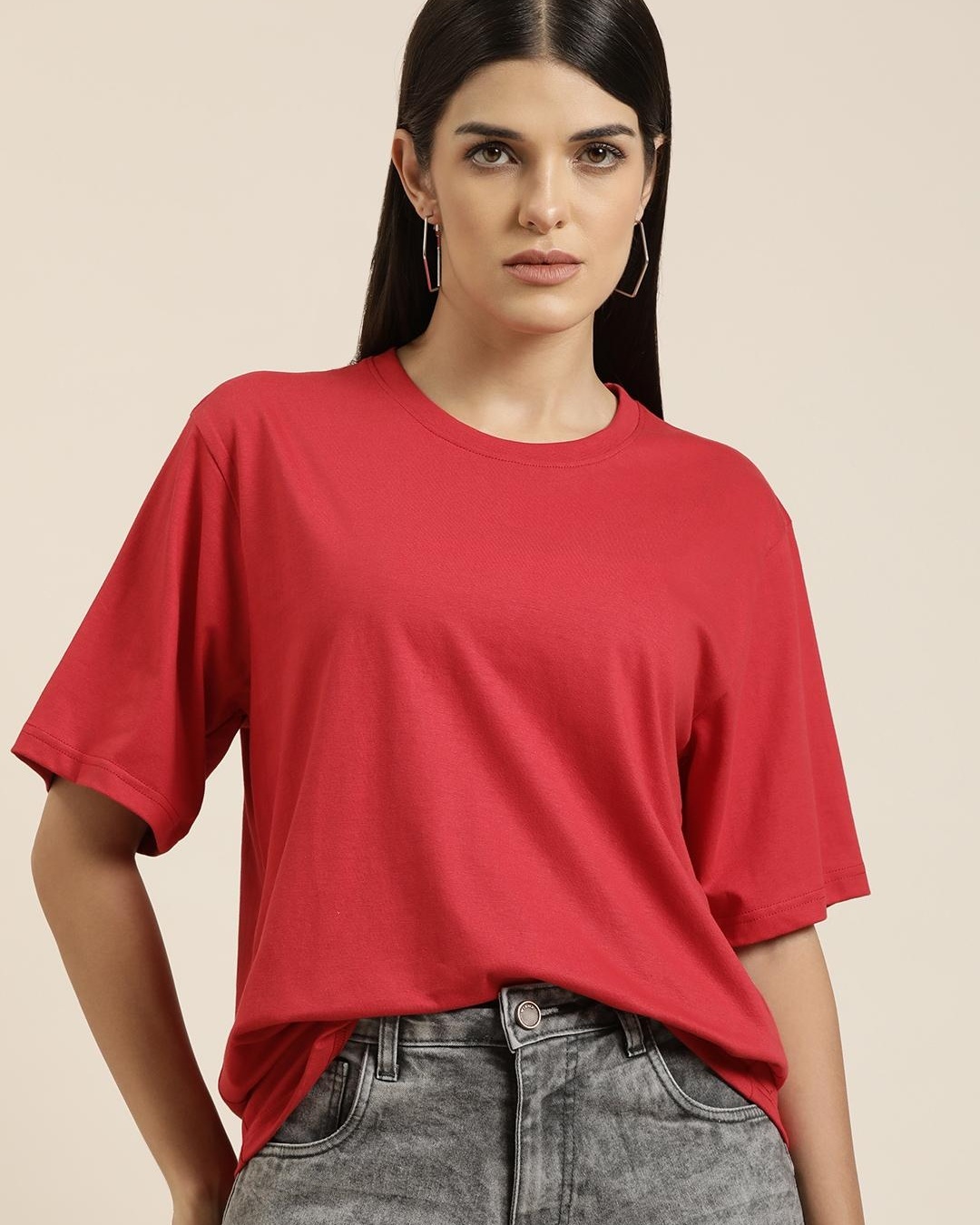 Buy Women's Red Oversized T-shirt Online at Bewakoof