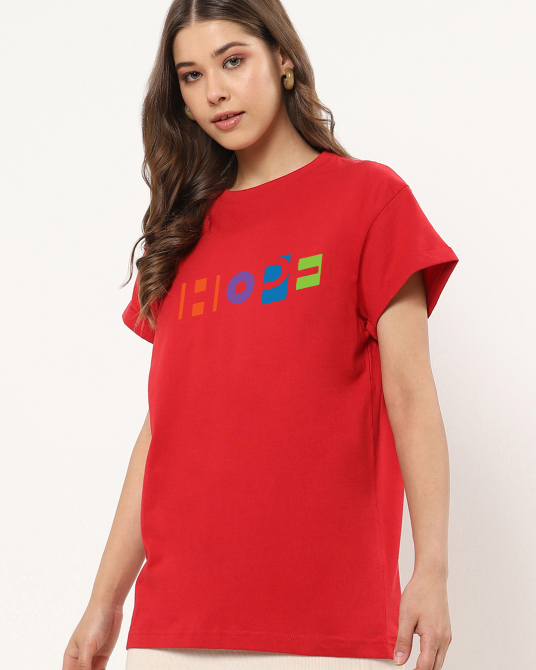 Buy Women's Red Pop Hope Graphic Printed Boyfriend T-shirt Online at ...