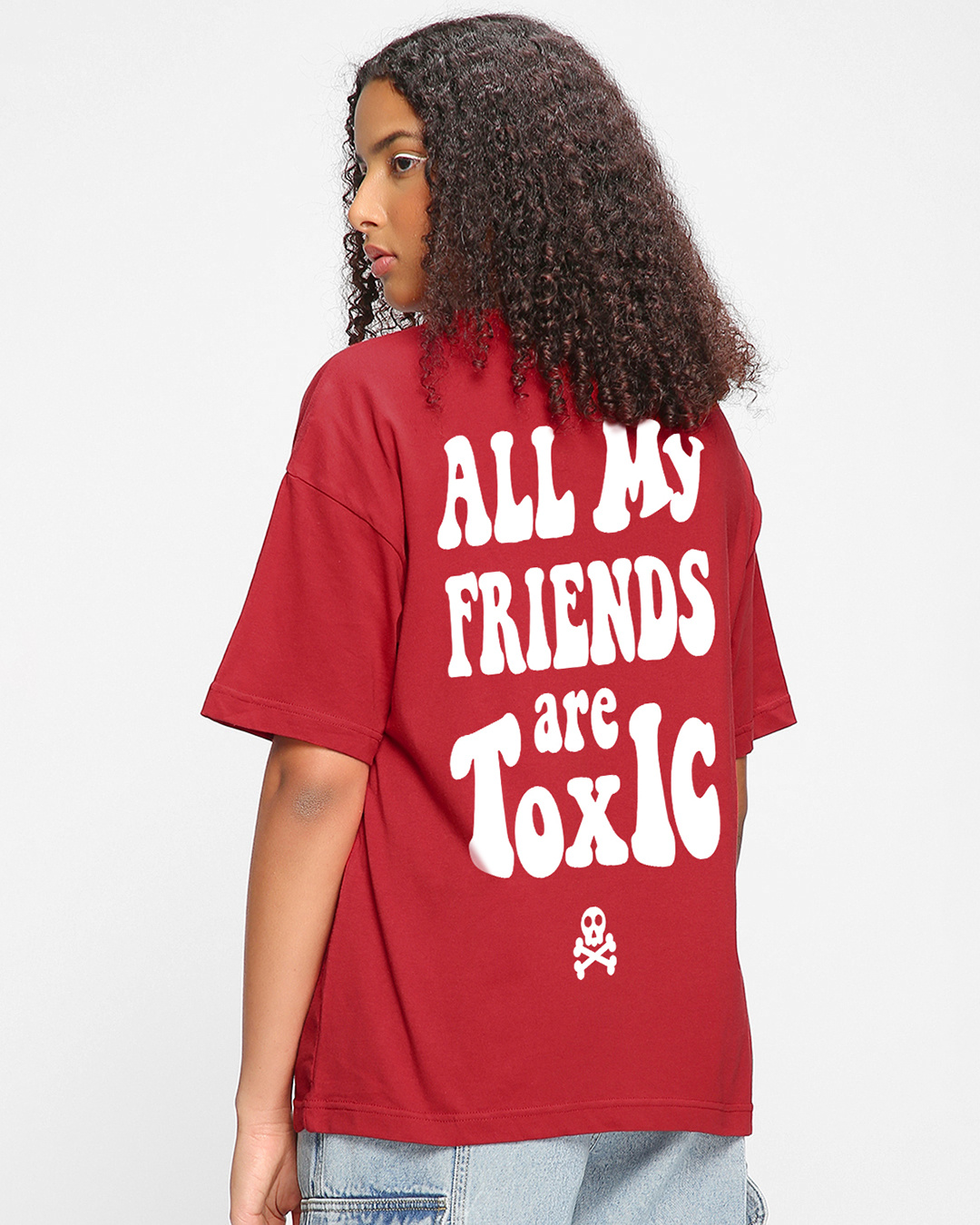 Buy Women's Red Toxic Graphic Printed Oversized T-shirt Online at Bewakoof