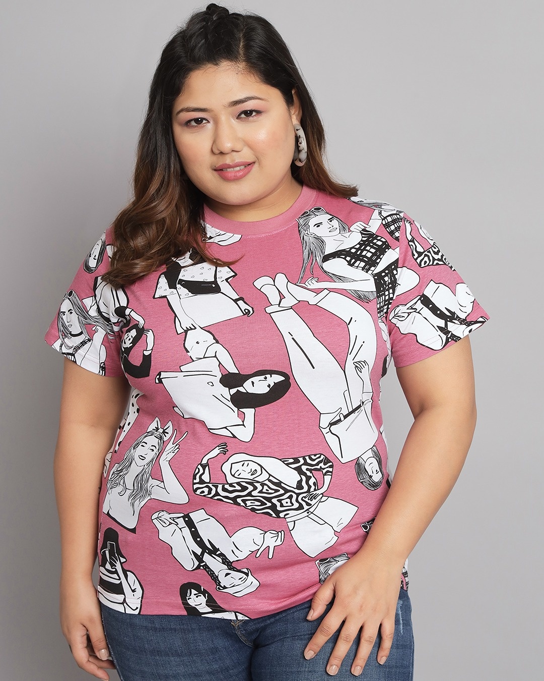 Buy Women's Rose All Over Printed Plus Size T-shirt Online at Bewakoof