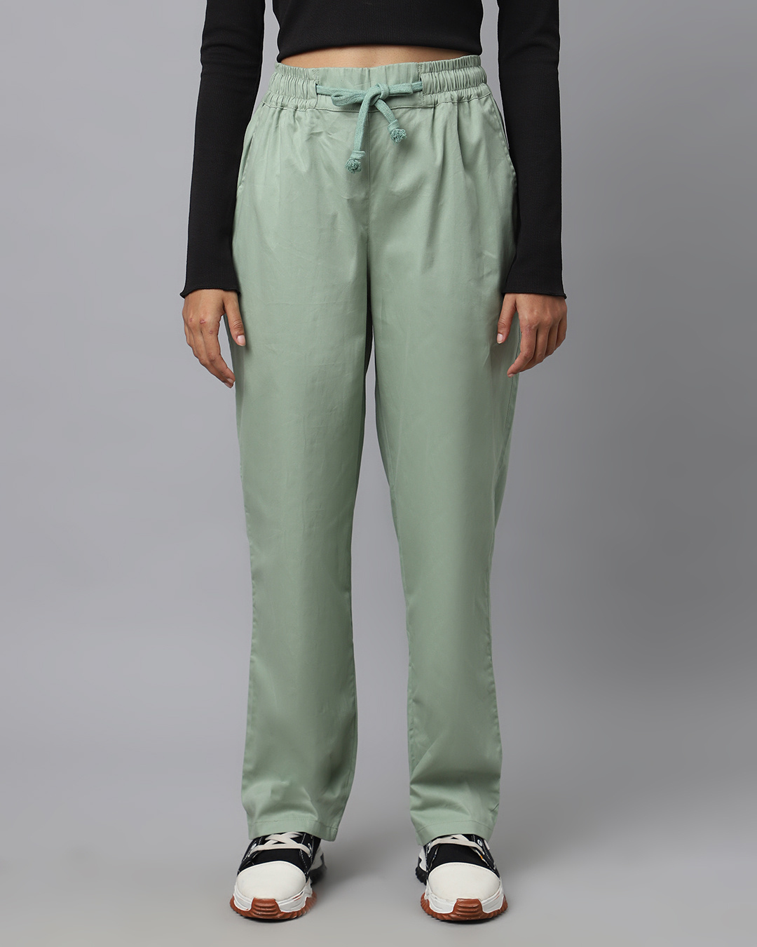 Buy Women's Sage Green Loose Comfort Fit Pants Online at Bewakoof