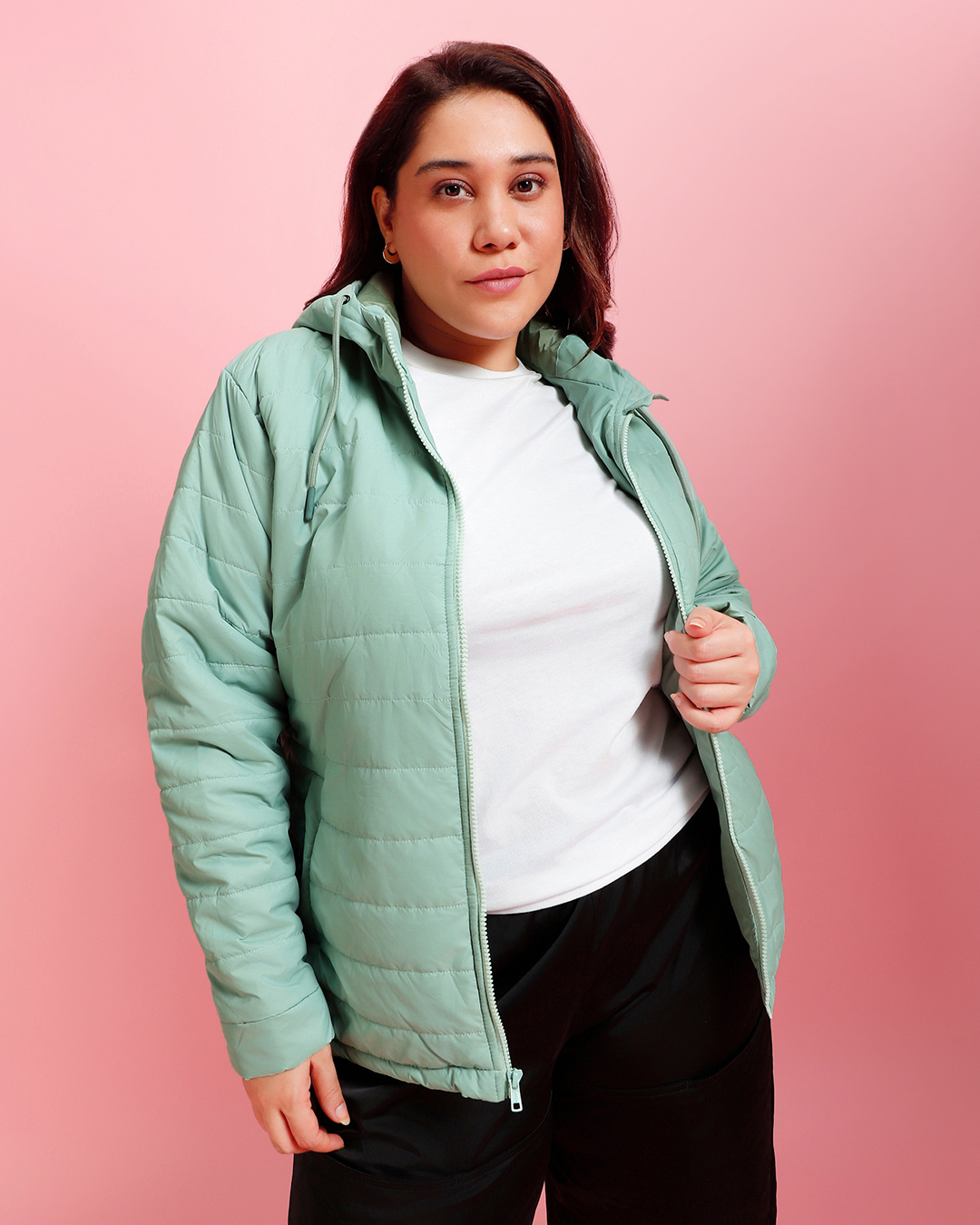 Buy Women's Sage Plus Size Relaxed Fit Puffer Jacket Online at Bewakoof