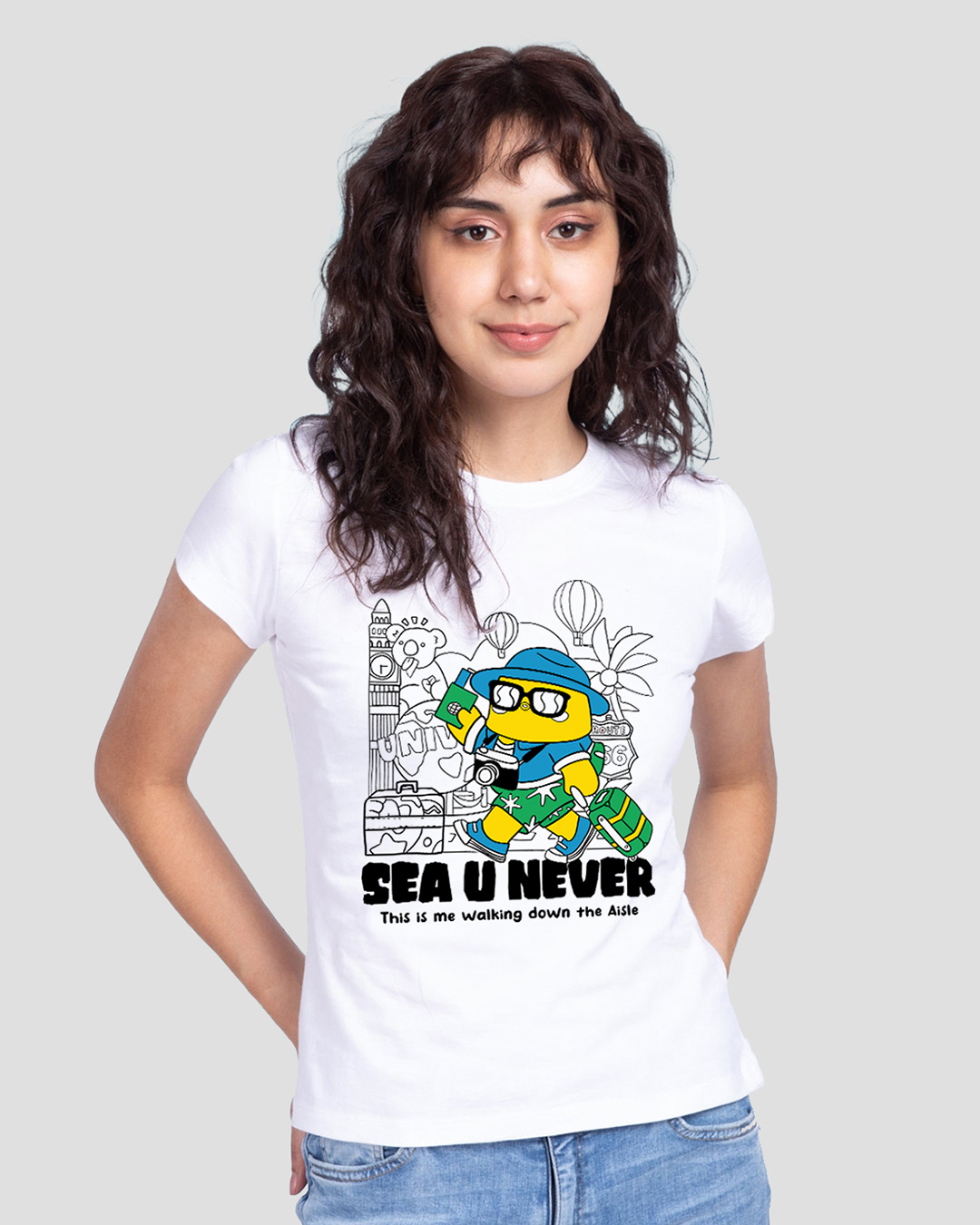 Buy Women's White Sea u Never Graphic Printed T-shirt Online at Bewakoof