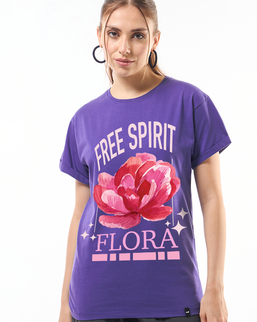 Buy Women's Skipper Blue Free Spirit Flora Graphic Printed Boyfriend T ...