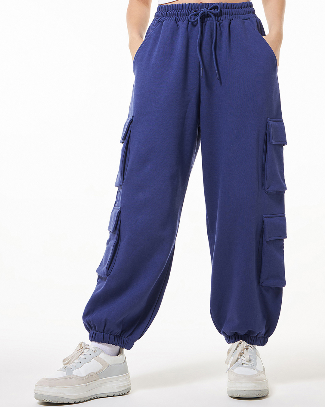 Buy Women's Skipper Blue Super Loose Fit Joggers Online at Bewakoof