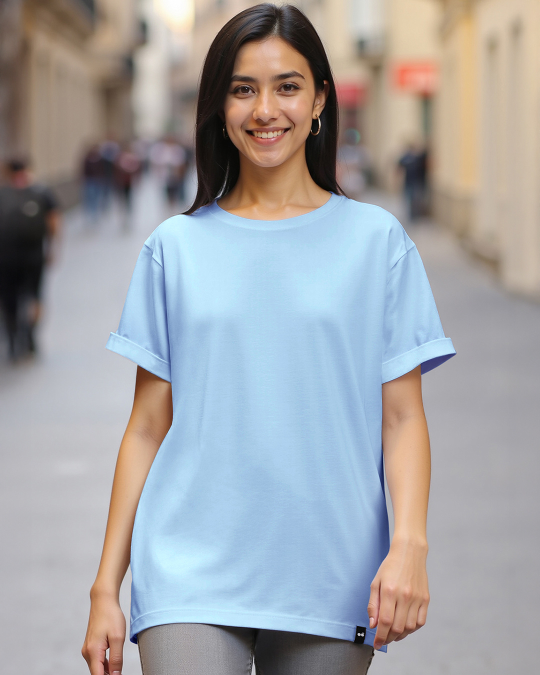 Buy Women's Sky Blue Boyfriend T-shirt Online at Bewakoof