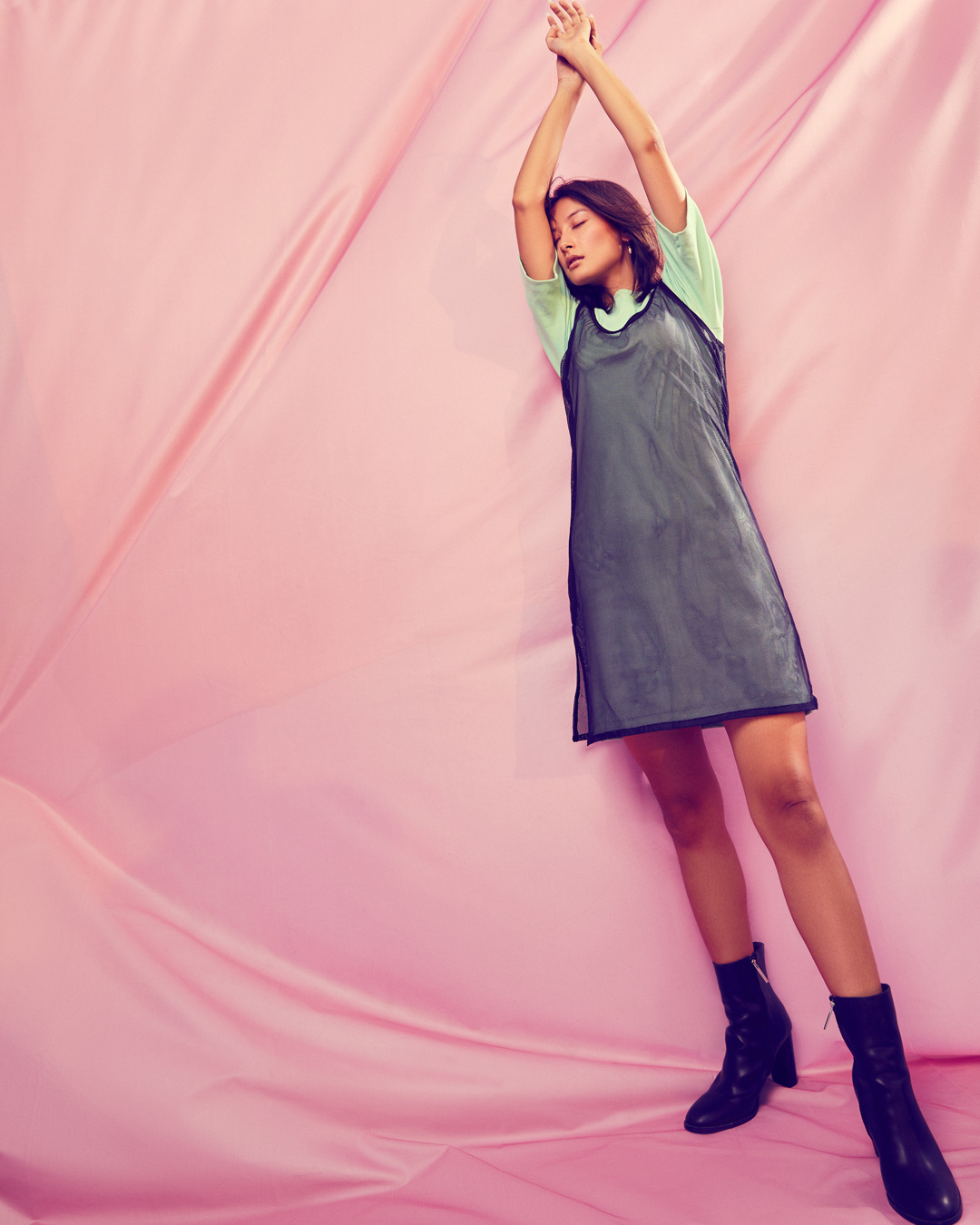 Buy Women's Sun-Kissed Green Mesh Oversized Dress Online at Bewakoof