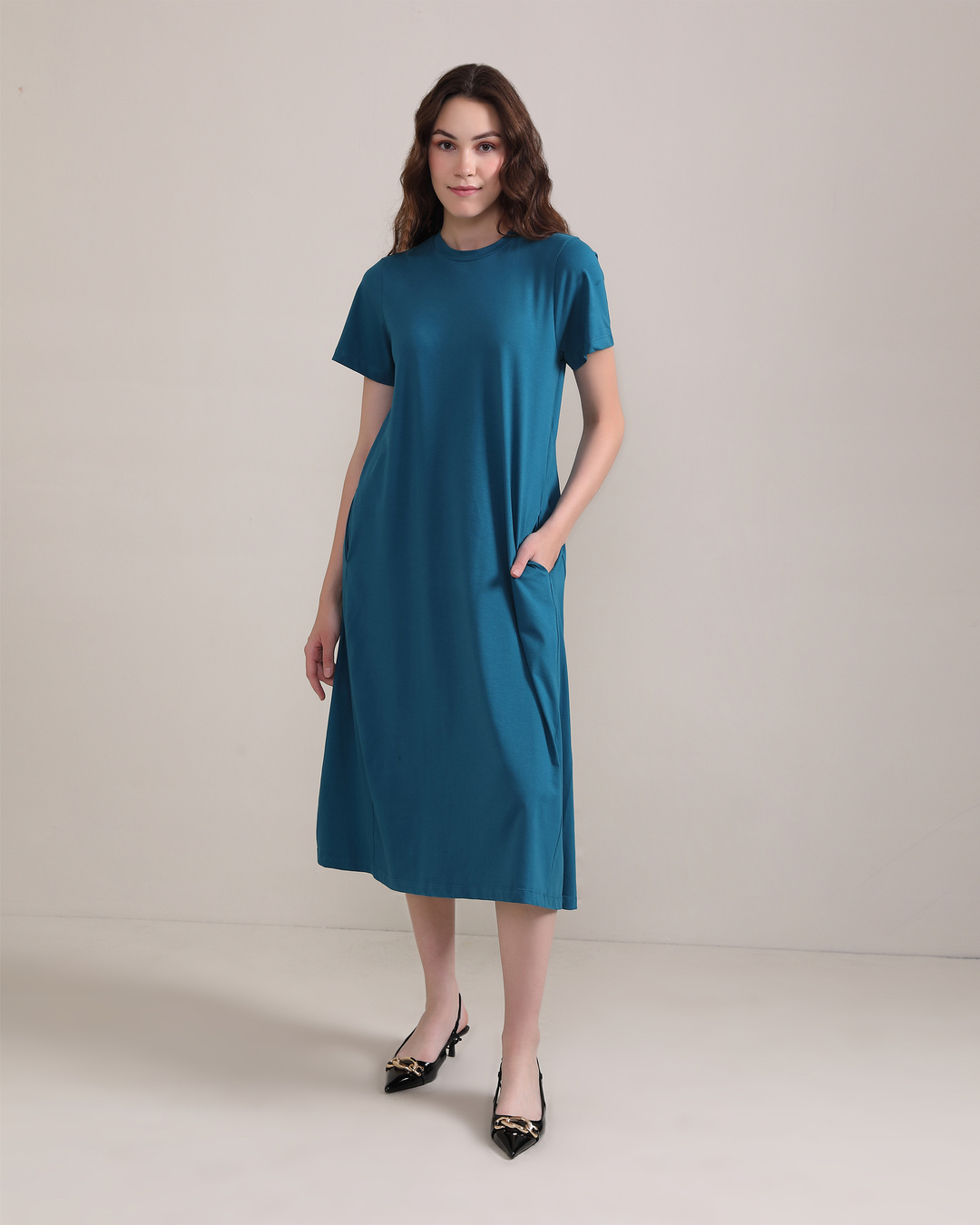Buy Women's Teal Blue Relaxed Fit A-Line Dress Online at Bewakoof