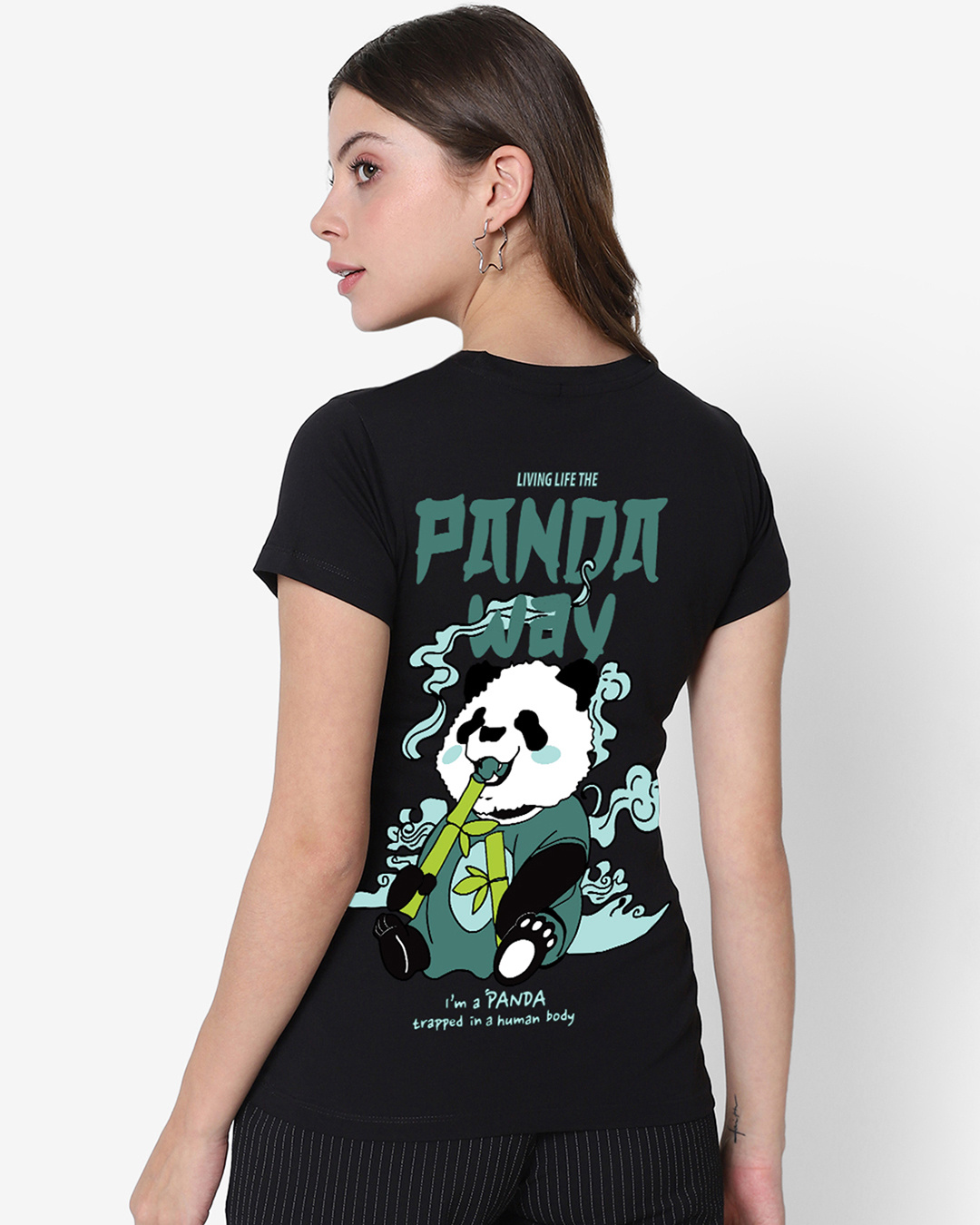 Buy Women's Black The Panda Way Graphic Printed T-shirt Online at Bewakoof