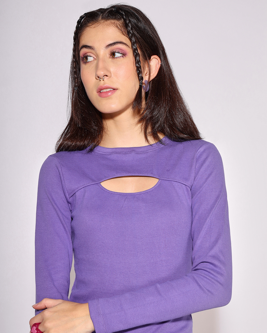 Buy Womens Very Peri Chest Cut Out Slim Fit T Shirt Online At Bewakoof