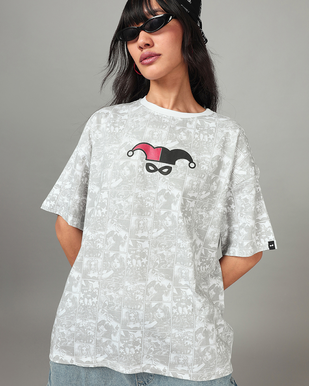 Buy Women's White All Over Printed Oversized T-shirt Online at Bewakoof